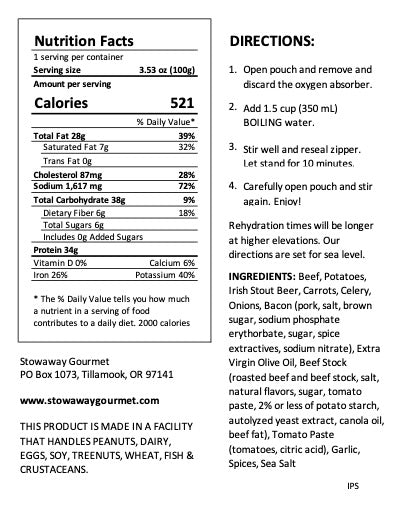 Irish Pub Stew - LIMITED EDITION - Stowaway Gourmet